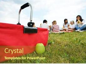 Picnic Basket On Grass Meadow PPT template 54 | CrystalGraphics