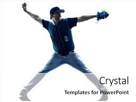 Pitcher One Caucasian Man Baseball Player PPT template 60 | CrystalGraphics