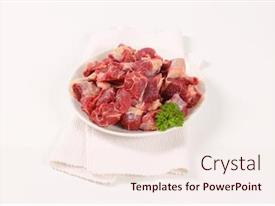 Plate Of Diced Raw Beef PPT template 84 | CrystalGraphics