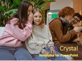 Pretty Cute Teenage Girls Gossiping PPT template 29 | CrystalGraphics