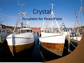 Number Of Fishing Boats Sit PPT template 90 | CrystalGraphics