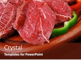 Raw Meat On Wood Over PPT template 70 | CrystalGraphics