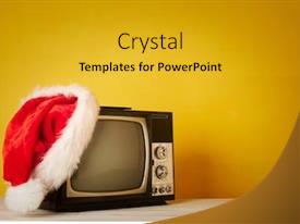 Retro Television With Christmas Hat PPT template 37 | CrystalGraphics