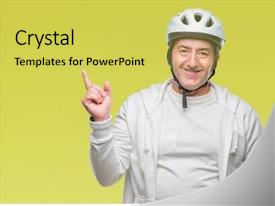 Safety Presentation Handsome Senior Cyclist Man Wearing PPT template 90 ...