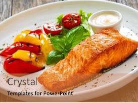 Seared Salmon Steak With Grilled PPT template 65 | CrystalGraphics
