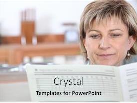 Senior Woman Reading Newspaper PPT template 29 | CrystalGraphics