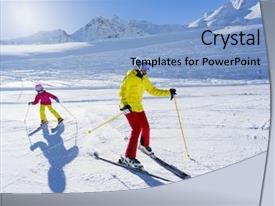 Skiing Winter Ski Lesson Skiers PPT template 68 | CrystalGraphics