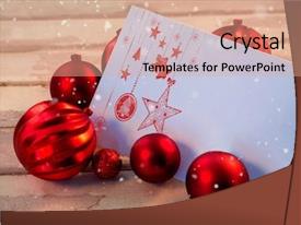 Snow Falling Against Christmas Bauble PPT template 31 | CrystalGraphics