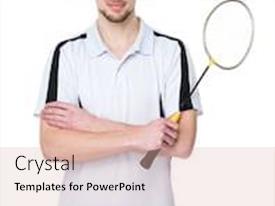 Sport Man Hold With Badminton PPT template 58 | CrystalGraphics