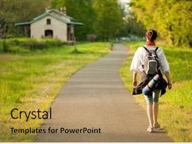 Spring Campaign Back View Of Woman Walking PPT template 81 ...