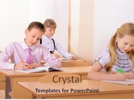 Students Sit At Their Desks PPT template 41 | CrystalGraphics