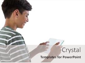 Teenage Boy Using A Glass PPT template 91 | CrystalGraphics