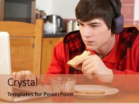 Teenage Boy Using Laptop Whilst PPT template 34 | CrystalGraphics