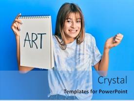 Teenager Caucasian Girl Holding Art PPT template 32 | CrystalGraphics