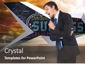 Thinking Businessman Holding Pen Against PPT template 19 | CrystalGraphics