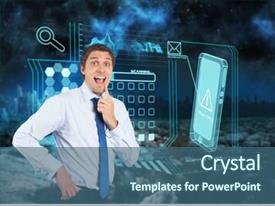 Thinking Businessman Touching His Chin PPT template 41 | CrystalGraphics