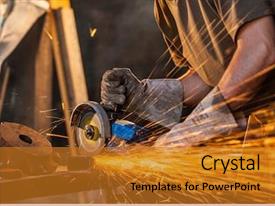 Tool Die Close Up Of Worker Cutting Metal PPT template 4 | CrystalGraphics