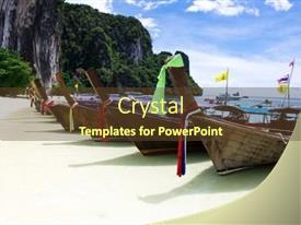 Tropical Beach Longtail Boats Andaman PPT template 57 | CrystalGraphics