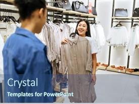 Two Happy Girls Choosing Clothes PPT template 82 | CrystalGraphics