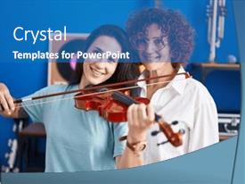 Two Women Having Violin Lesson PPT template 17 | CrystalGraphics