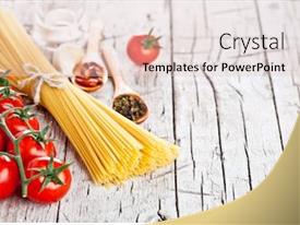 Uncooked Pasta With Tomatoes PPT template 77 | CrystalGraphics