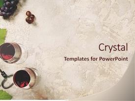Wine And Grapes Over Grey PPT template 92 | CrystalGraphics