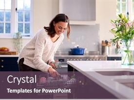 Woman Doing Chores Loading Dishwasher PPT template 19 | CrystalGraphics