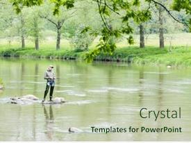 Woman Fishing In Sazava River PPT template 35 | CrystalGraphics