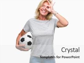 Woman Holding Soccer Football Ball PPT template 33 | CrystalGraphics