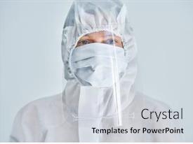Radiation Safety Woman In Bio Hazard Suit PPT template 65 | CrystalGraphics