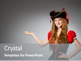 Woman In Pirate Costume Halloween PPT template 71 | CrystalGraphics