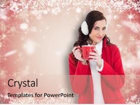 Woman In Winter Clothes Holding PPT template 37 | CrystalGraphics