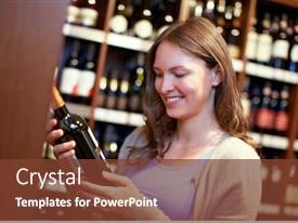 Woman Looks At The Label PPT template 32 | CrystalGraphics