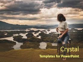Woman Overlooking Amazing View PPT template 65 | CrystalGraphics