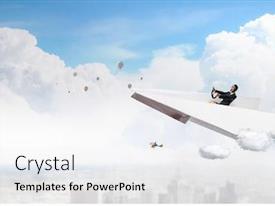 Woman Pilot In Paper Plane PPT template 25 | CrystalGraphics