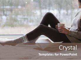 Spirituality Woman Sitting By The Window PPT template 81 | CrystalGraphics