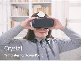 Woman Using Virtual Reality Headset PPT template 64 | CrystalGraphics
