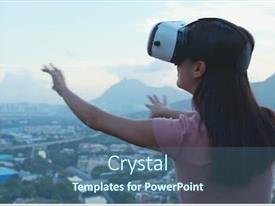Woman Wearing Virtual Reality Device PPT template 65 | CrystalGraphics
