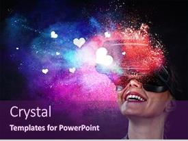 Woman Wearing Virtual Reality Goggles PPT template 89 | CrystalGraphics