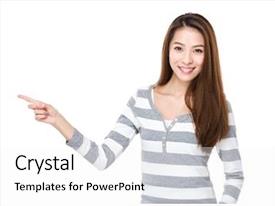 Woman With Finger Point Up PPT template 38 | CrystalGraphics