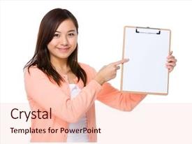 Woman With Finger Point PPT template 80 | CrystalGraphics
