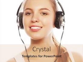 Woman With Headphones Listening Music PPT template 72 | CrystalGraphics