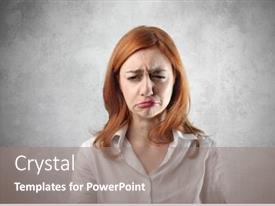 Woman With Sad Expression PPT template 42 | CrystalGraphics