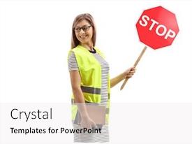 Woman With Safety Vest PPT template 36 | CrystalGraphics