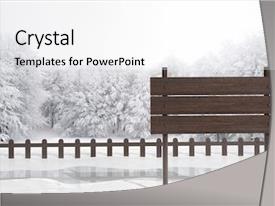 Wooden Sign On Snowy Field PPT template 95 | CrystalGraphics