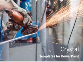 Worker In Metal Factory Grinding PPT template 37 | CrystalGraphics