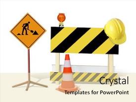 Road Safety Construction Sign Yellow PPT template 68 | CrystalGraphics