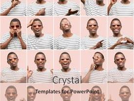 Young African Man Different Emotions PPT template 67 | CrystalGraphics