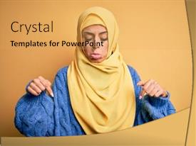 Young Beautiful Brunette Muslim Woman PPT template 70 | CrystalGraphics
