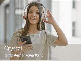Young Beautiful Girl Listening PPT template 73 | CrystalGraphics